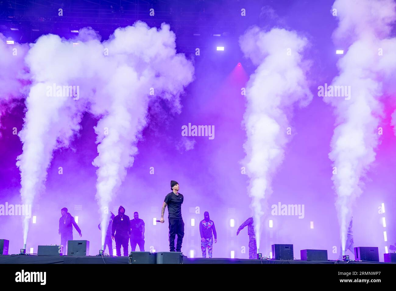 Leeds, UK. Sunday 27 August 2023 British rapper Oakley Neil H.T Caesar ...