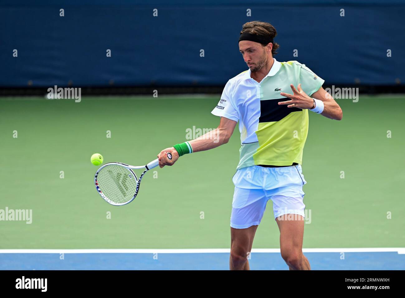 Arthur Rinderknech in action during a men's singles match at the 2023 US Open, Tuesday, Aug. 29 ...