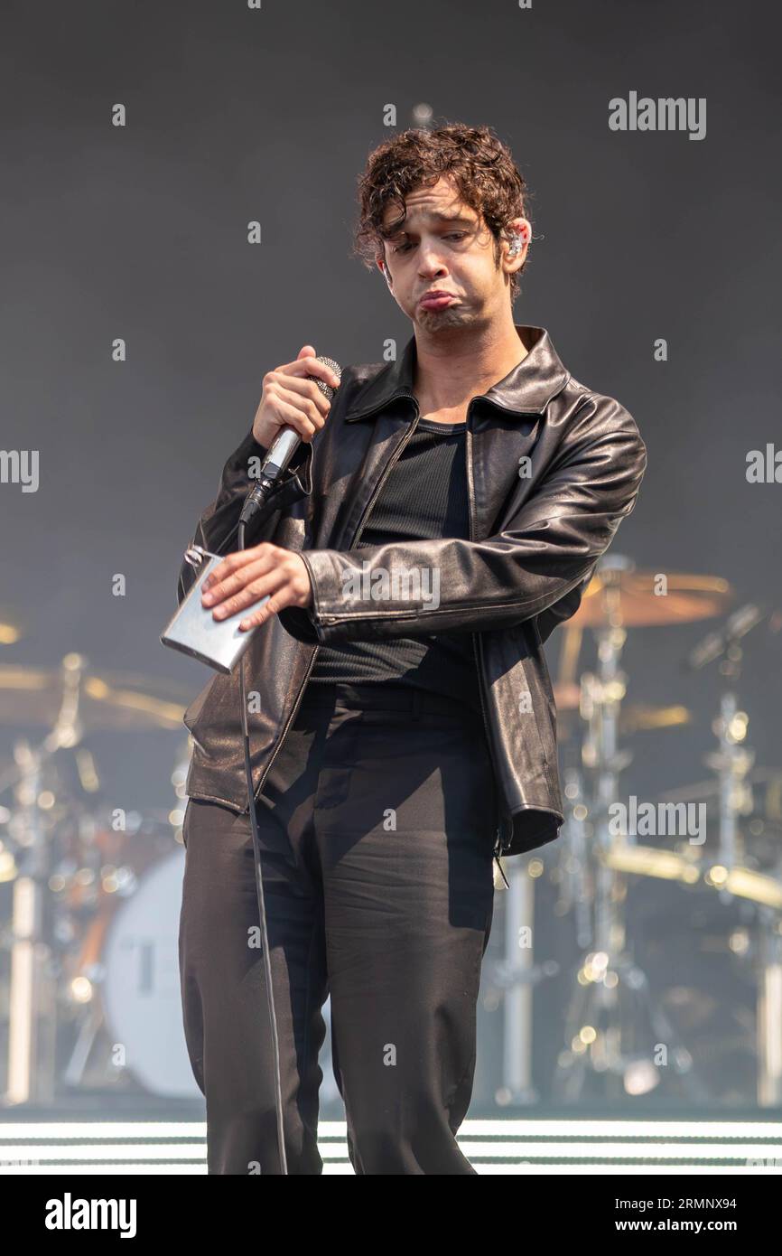 Leeds, UK. Sunday 27 August 2023 Matty Healy from the English pop rock ...