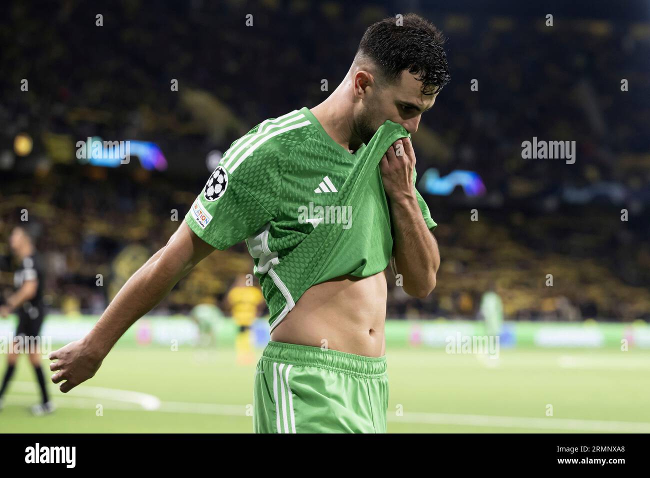 Maccabi's Din David reacts during the UEFA Champions League play-off ...
