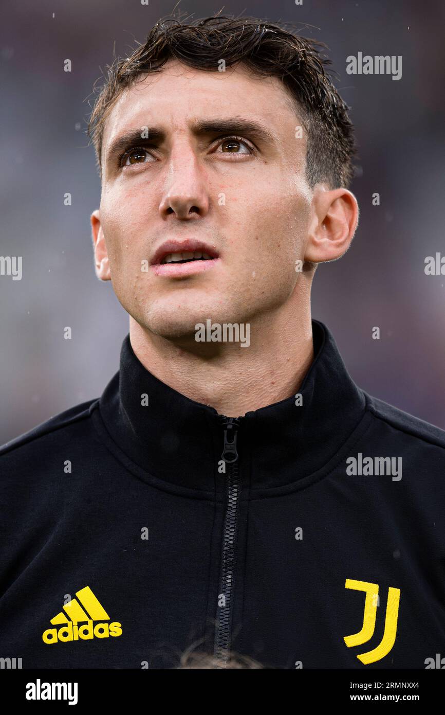 Andrea Cambiaso of Juventus FC looks on prior to the Serie A football ...