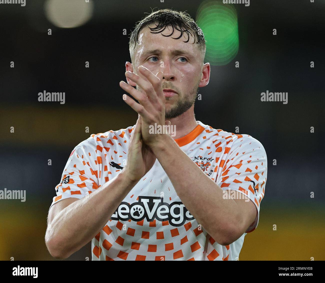 Matthew Pennington #5 of Blackpool during the Carabao Cup match ...
