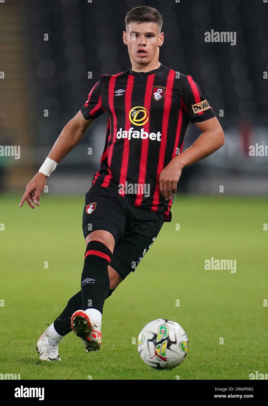 Bournemouth's Milos Kerkez in action during the Carabao Cup second ...