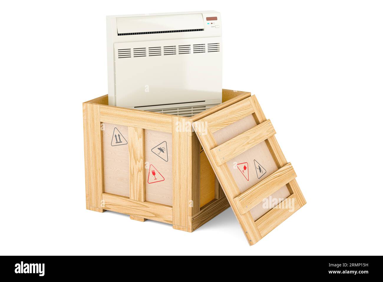 Air conditioner, floor standing unit inside wooden box, delivery ...