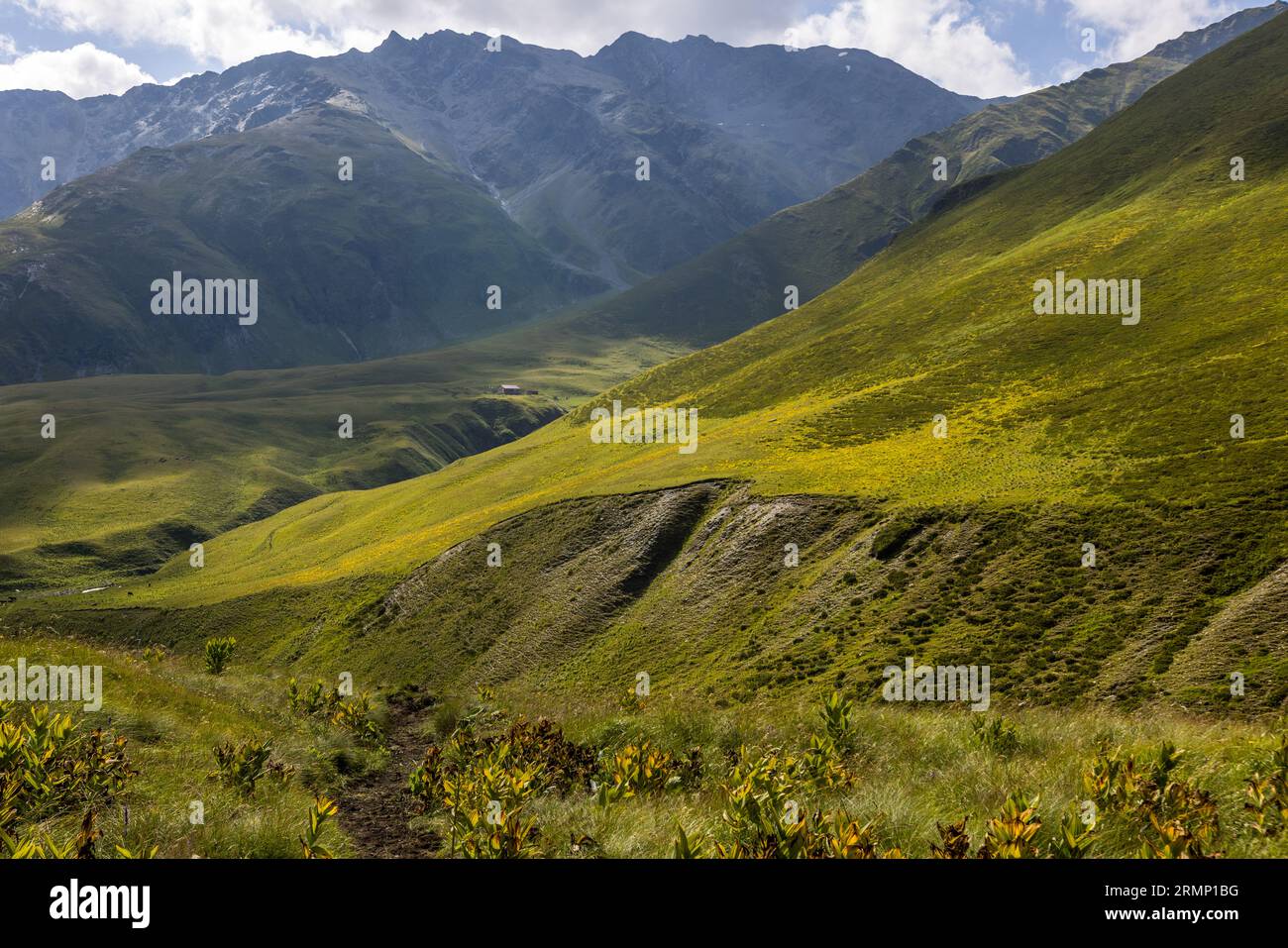 Hiking trail through Tusheti, Georgia Stock Photo - Alamy