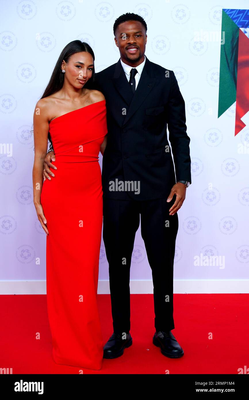 Chuba Akpom (right) arrives for the 2023 PFA Awards at The Lowry ...