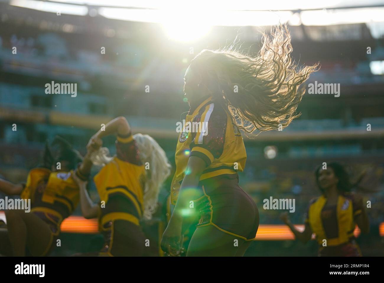 Washington Commanders cheerleaders perform during the first half of an ...