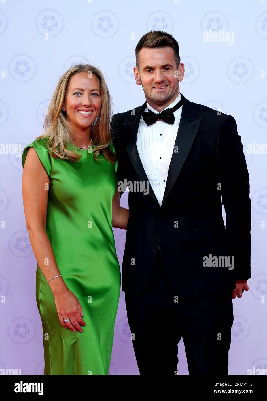 Tom Heaton (right) arrives for the 2023 PFA Awards at The Lowry ...