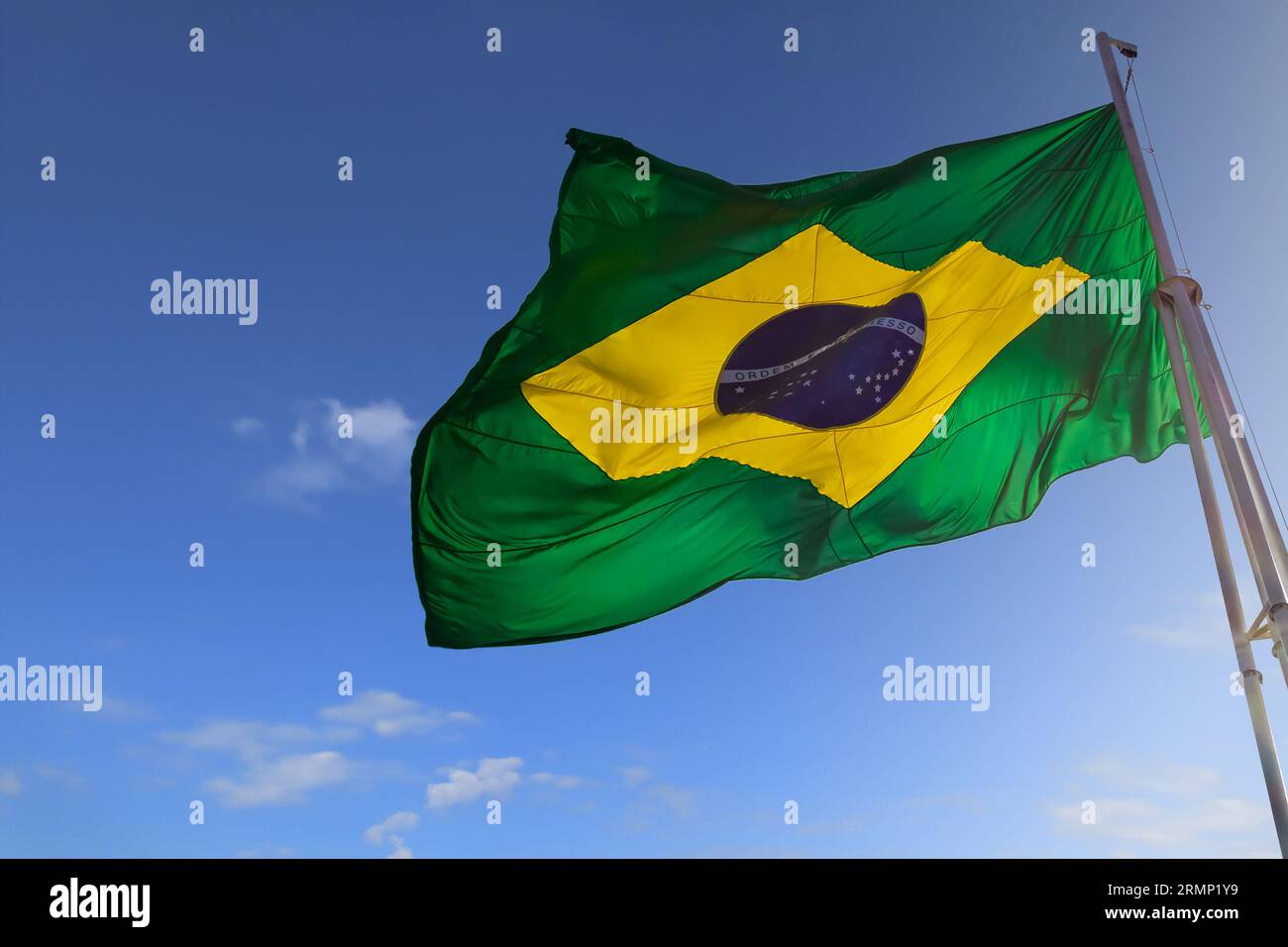 Goiania, Goias, Brazil – August 29, 2023: A Brazilian flag waving in ...