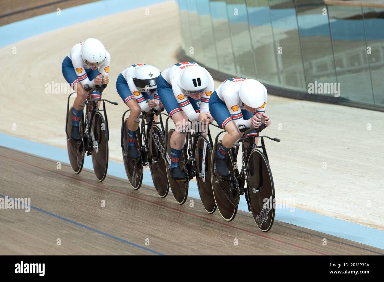 Team GB women's team pursuit squad during qualifying, UCI Track Cycling ...