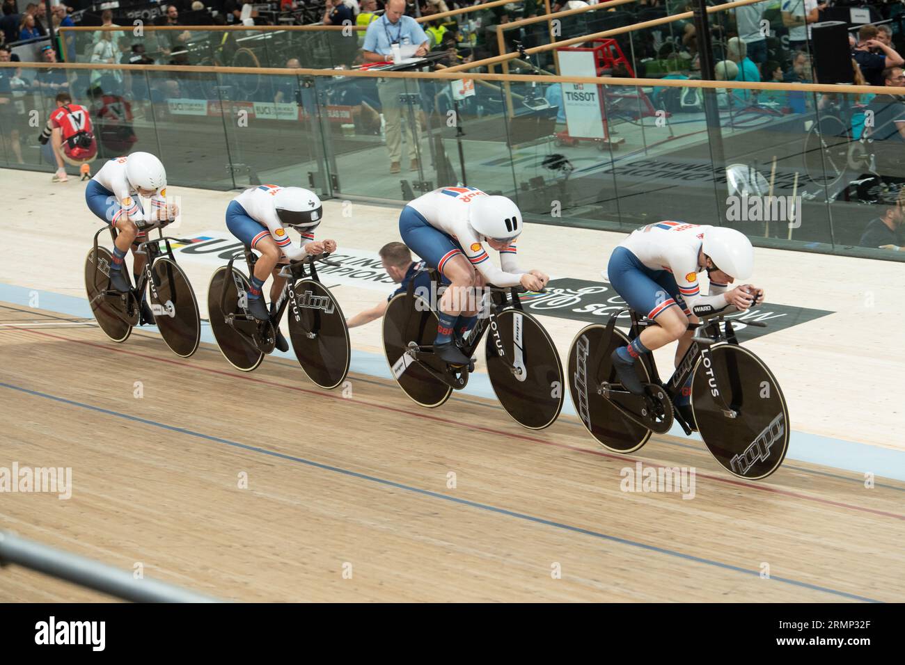 Team GB women's team pursuit squad during qualifying, UCI Track Cycling ...
