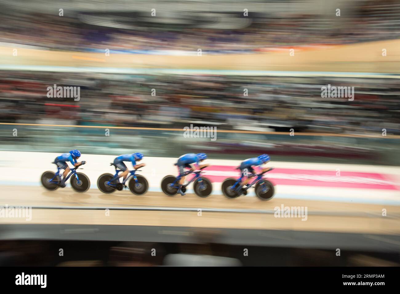 The Italian women's team pursuit squad during qualifying at the UCI ...