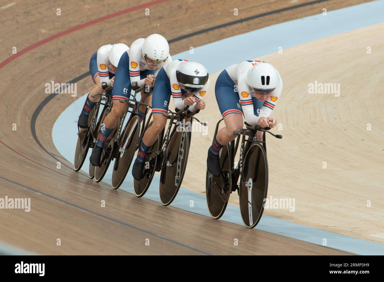 Team GB women's team pursuit squad during qualifying, UCI Track Cycling ...