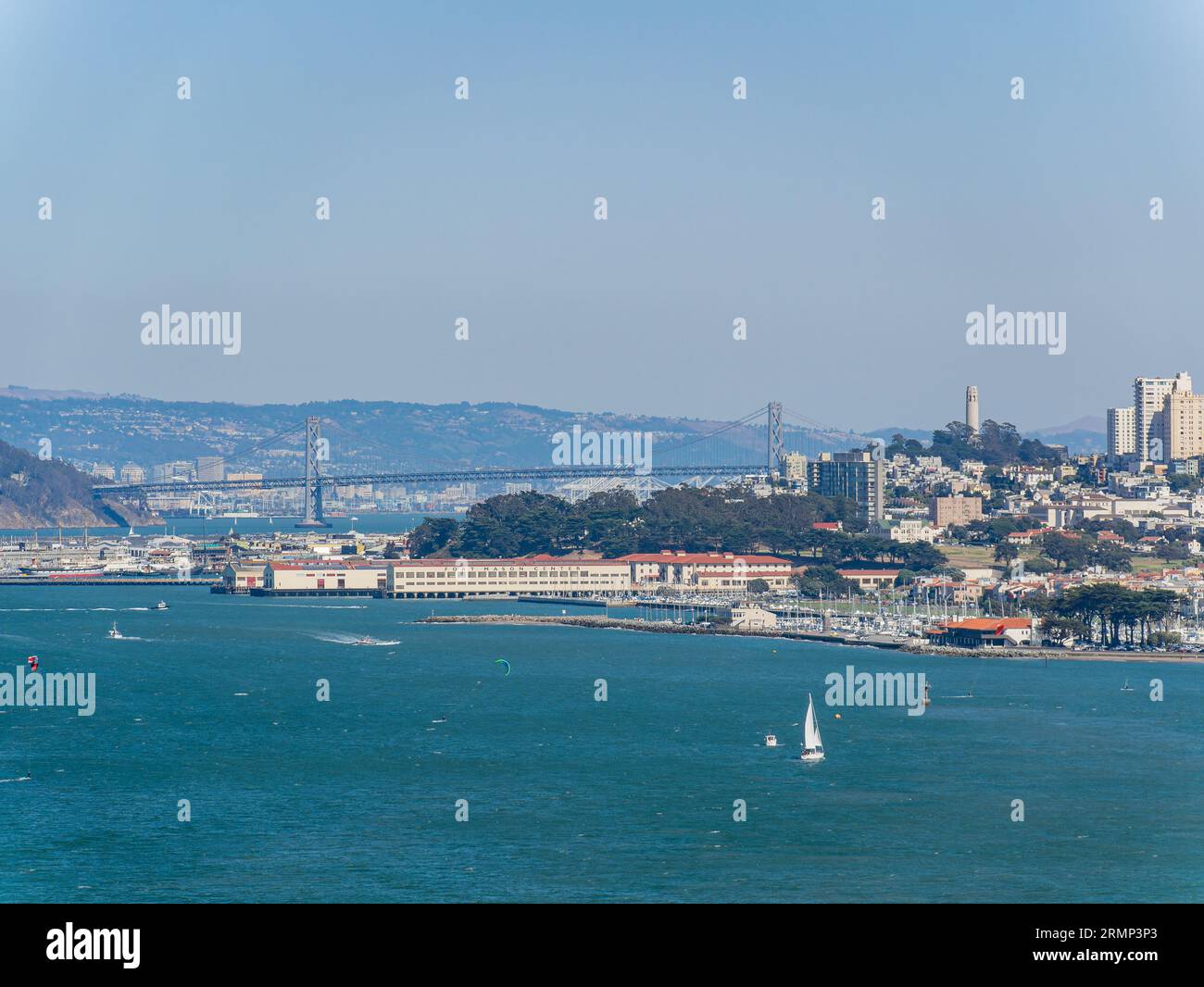 Sunny view of the cityscape, skyline with San Francisco Bay at San ...