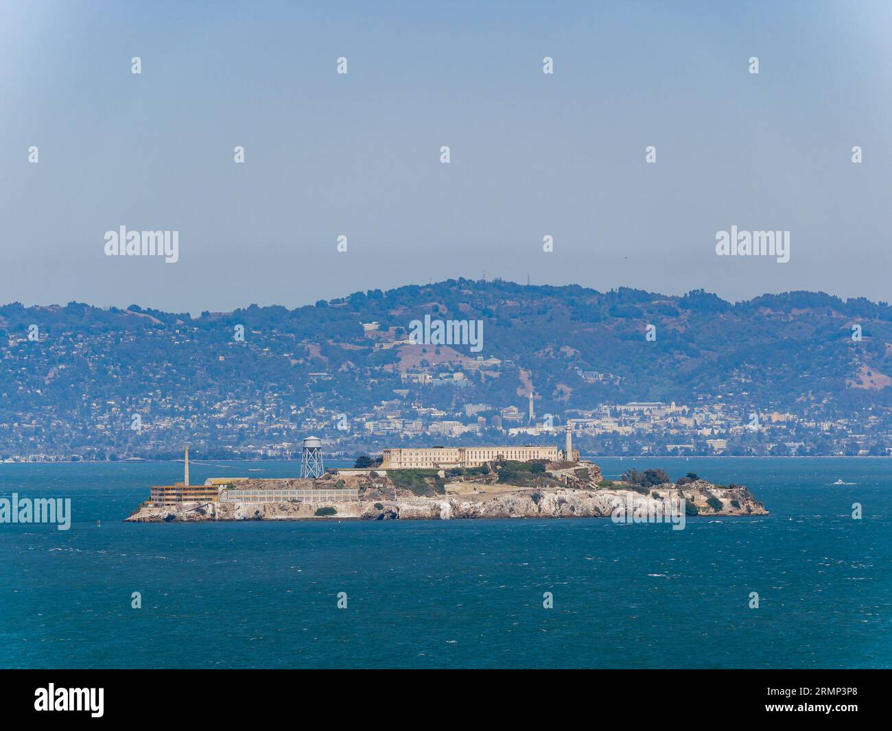 Sunny view of the building of Alcatraz Island at San Francisco ...