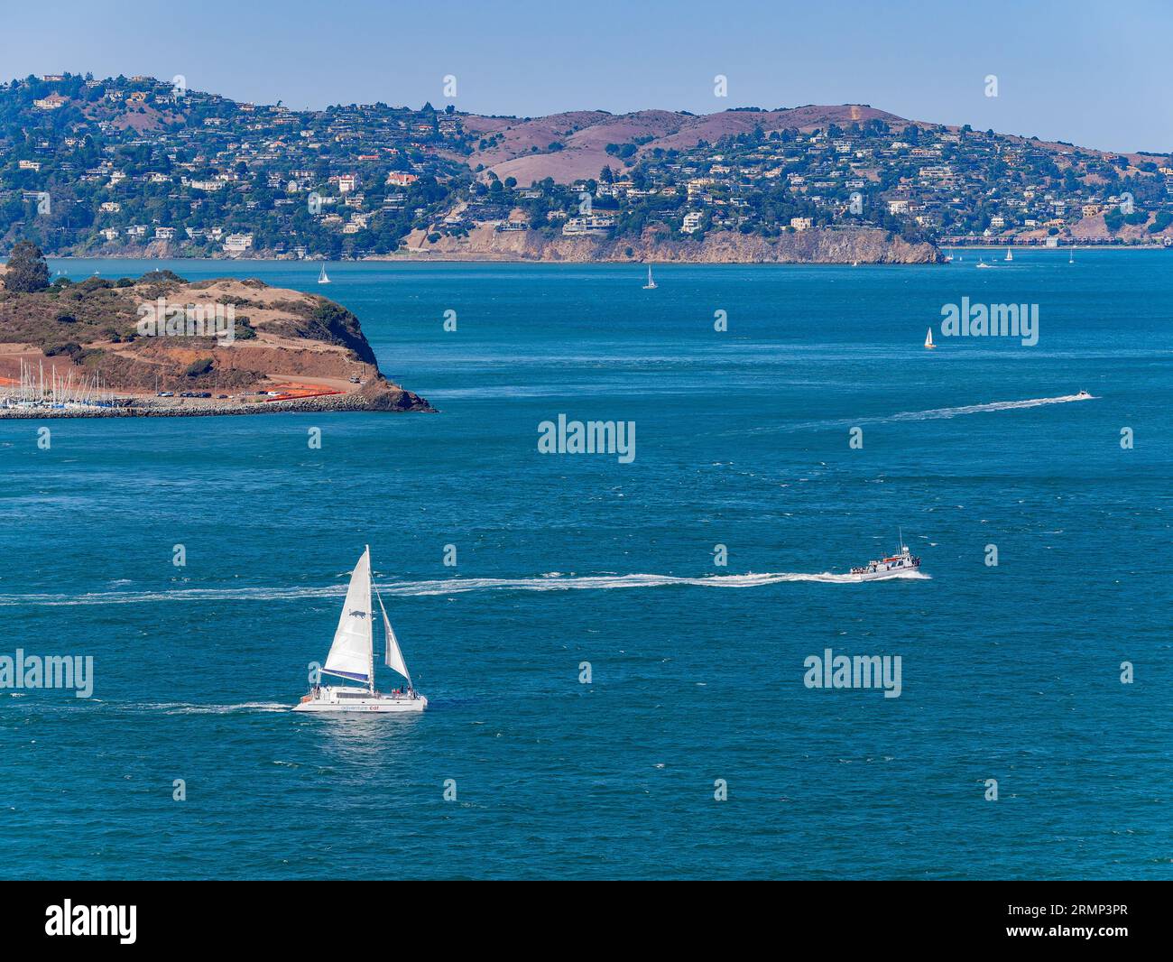 Sunny view of the building of Alcatraz Island at San Francisco ...