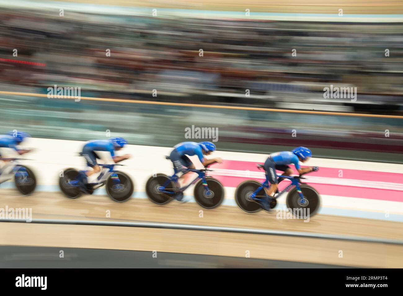 The Italian women's team pursuit squad during qualifying at the UCI ...