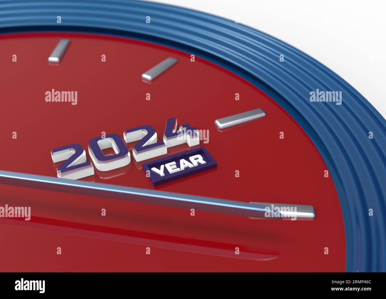 Clock face showing the new or current year 2024. The hour or minute ...