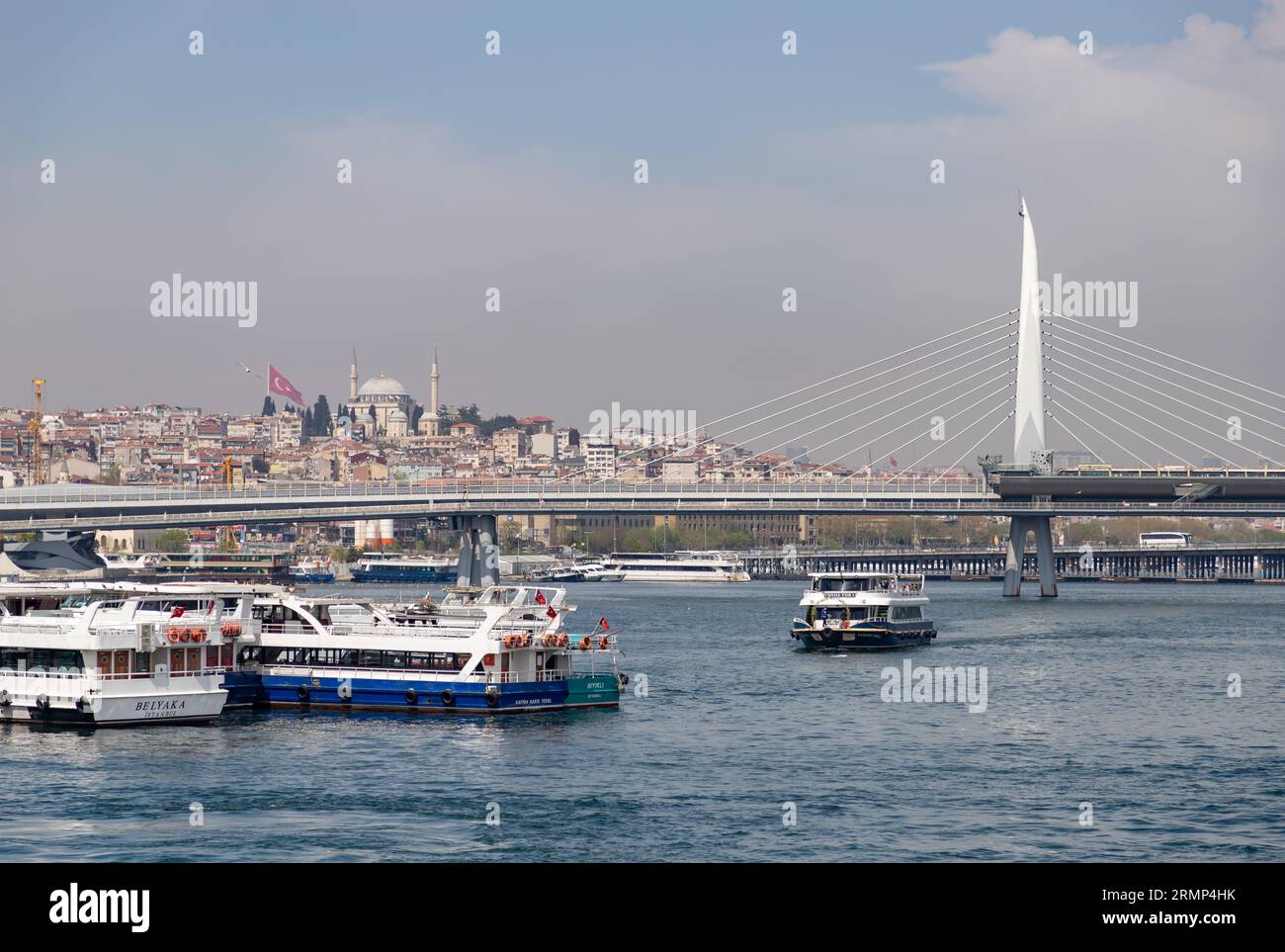 A picture of the Golden Horn Bridge and some Golden Horn cruises Stock ...