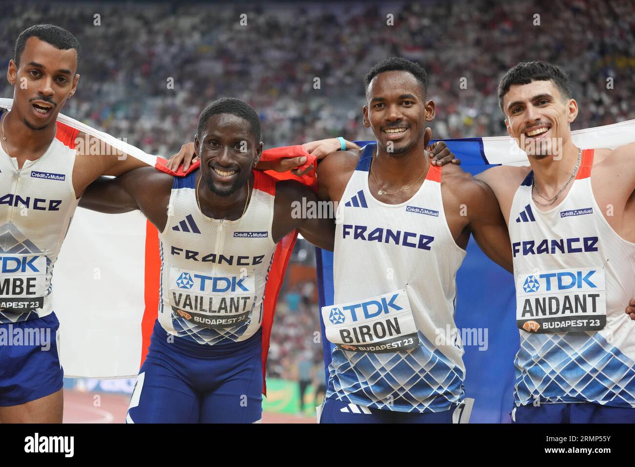 David SOMBE , VAILLANT , Gilles BIRON and T o ANDANT of FRA Final 4X400 ...
