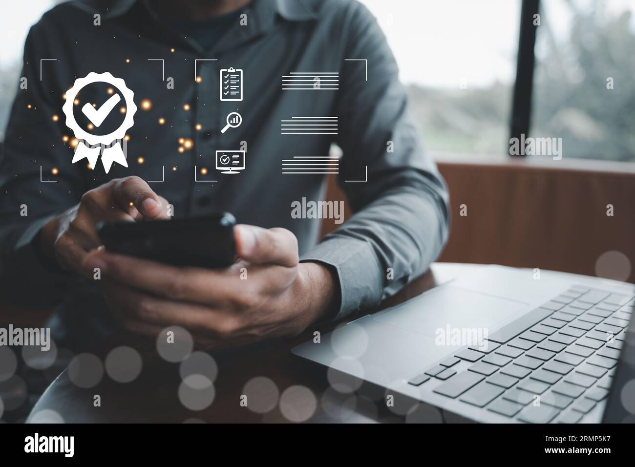 ISO certification guarantees top service Stock Photo - Alamy