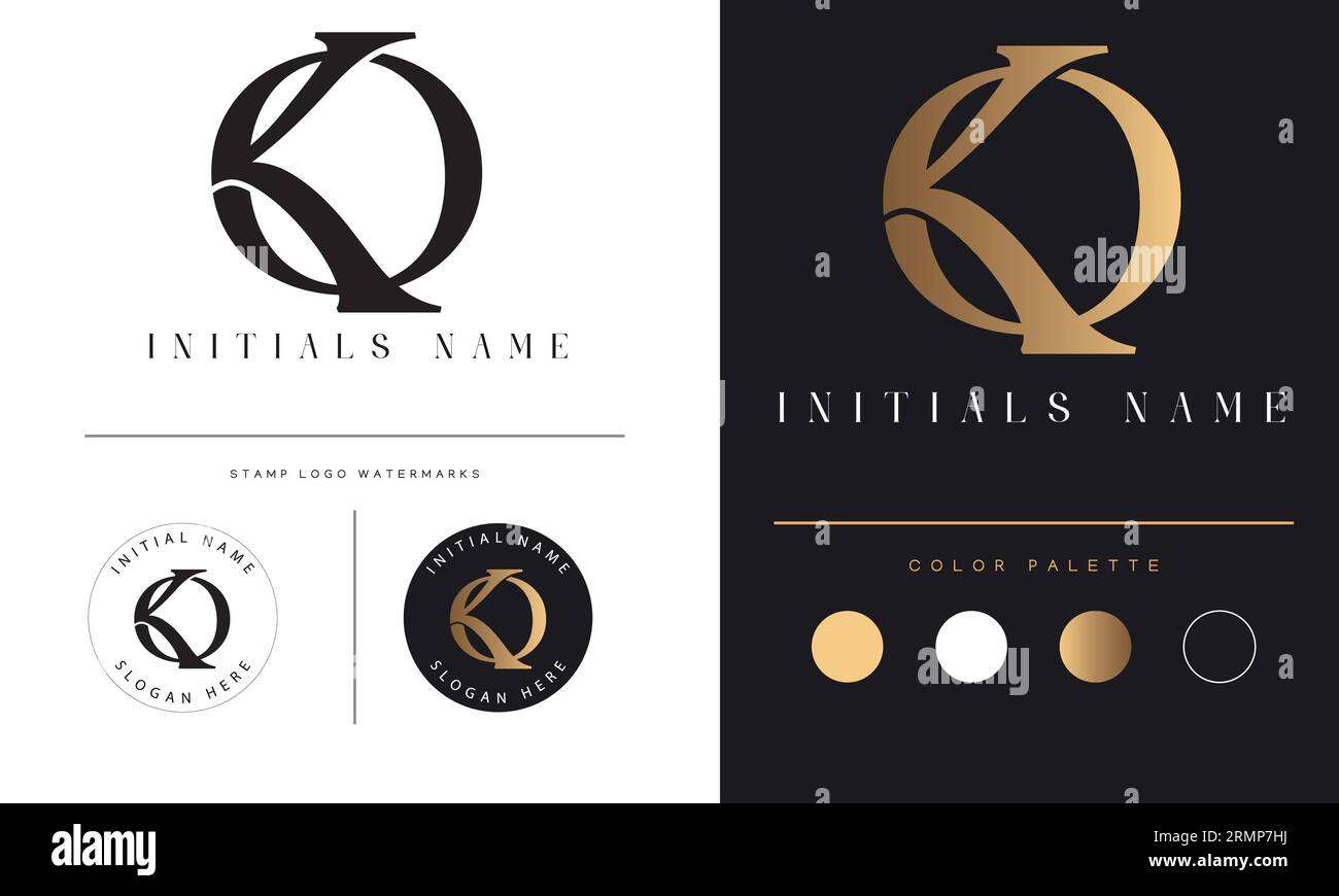 Luxury Initial Ko Or Ok Monogram Initial Text Letter Logo Design Stock