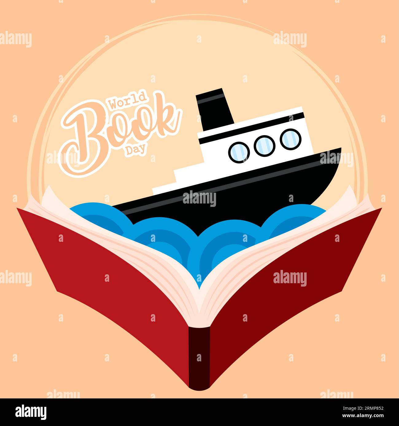 ship on the waves World book day poster Vector Stock Vector Image & Art ...