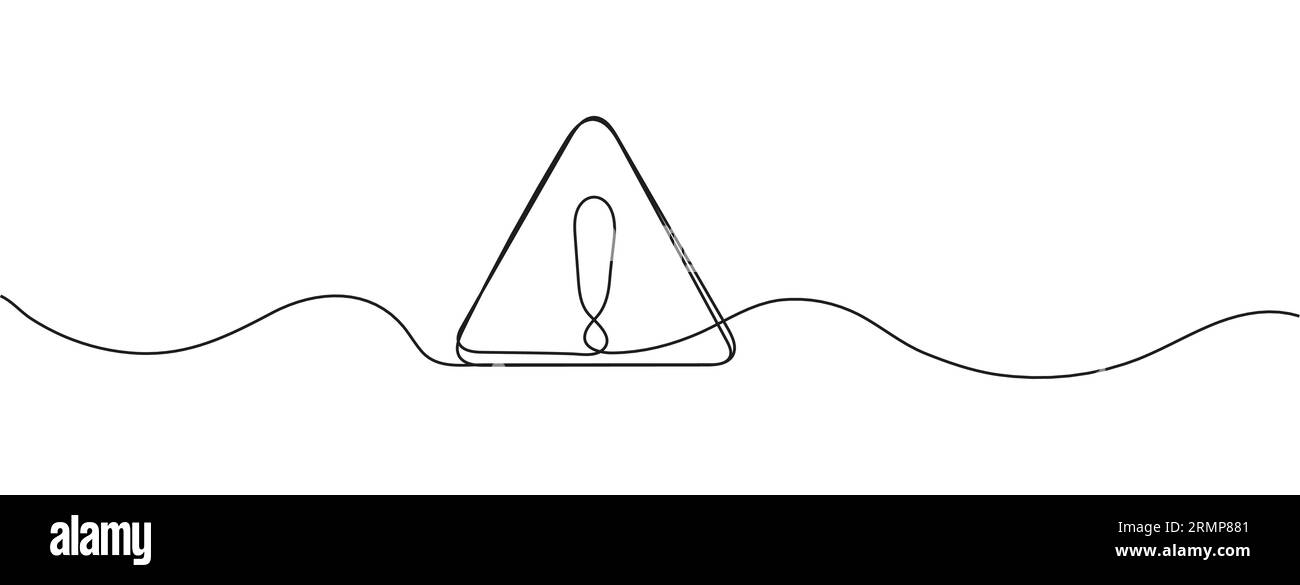 Blank traffic label with exclamation point in continuous line style ...
