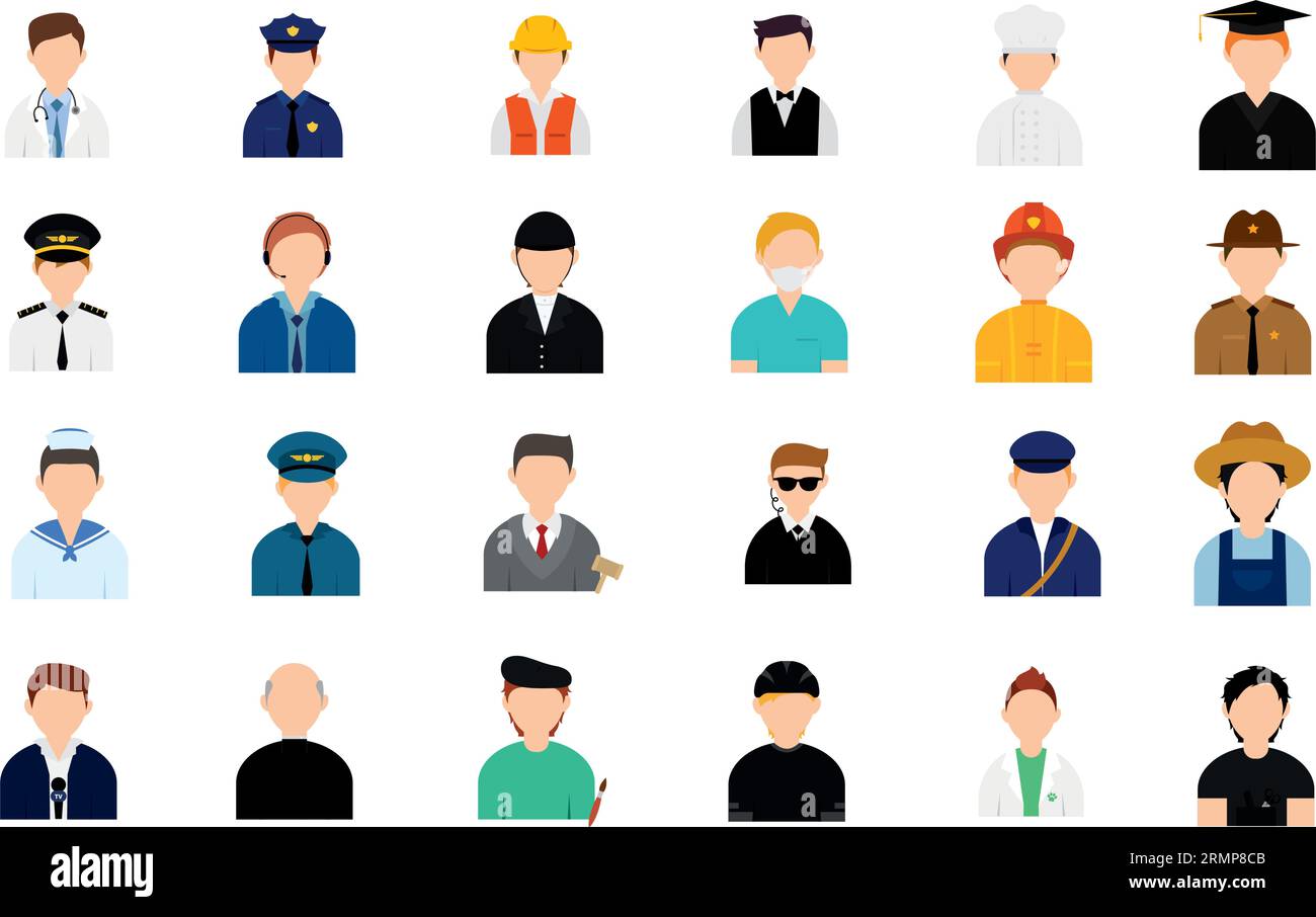 Set of abstract characters with different professions Vector Stock ...