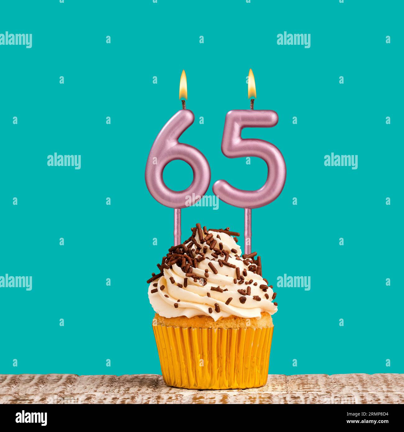 Birthday candle number 65 - Aquamarine card design Stock Photo - Alamy