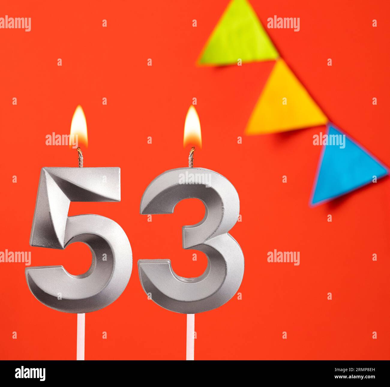 Birthday candle number 53 - Invitation card in orange background Stock ...