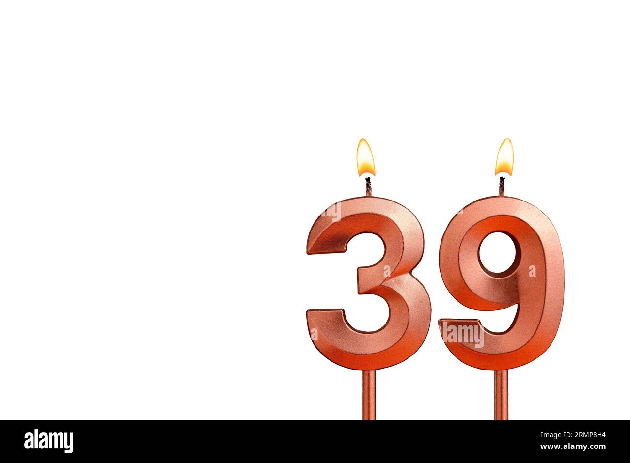 Birthday candle number 39 on white background Stock Photo - Alamy