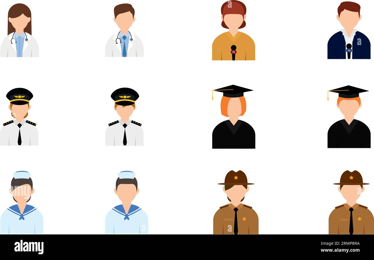 Set of abstract characters with different professions Vector Stock ...