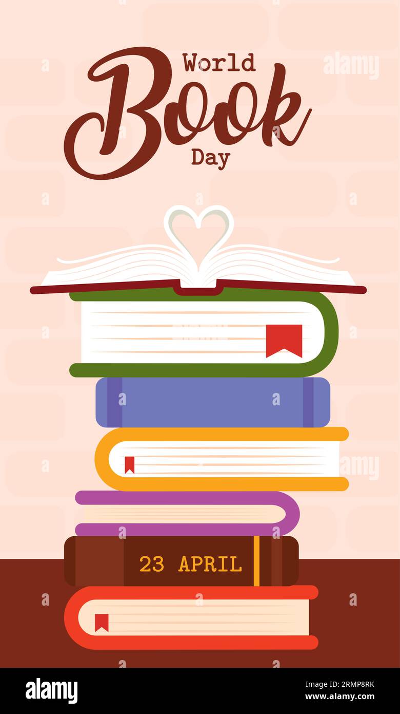 World book day poster stacked books Vector Stock Vector Image & Art - Alamy