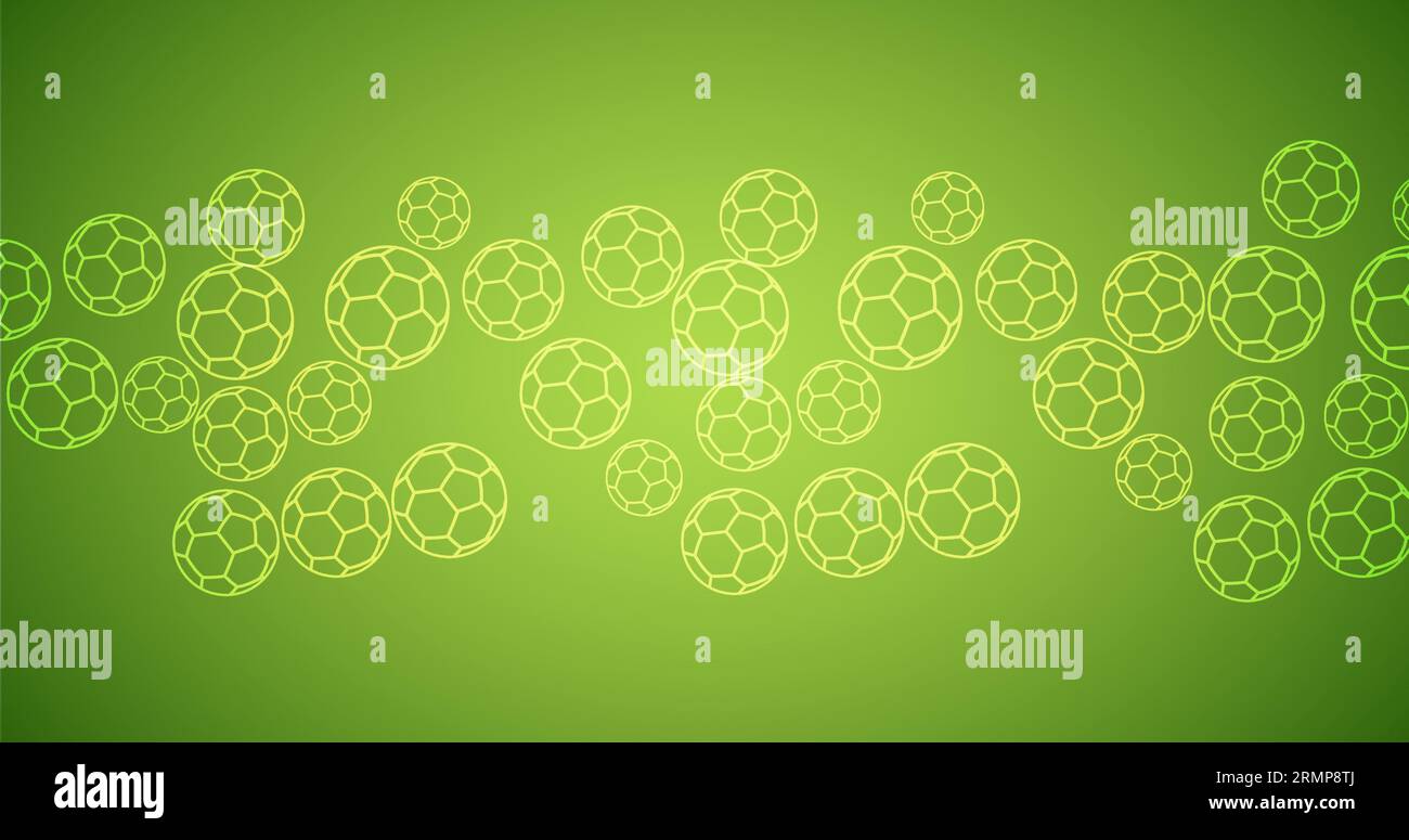 Soccer balls green background. Ornament can be used for gift wrapping ...