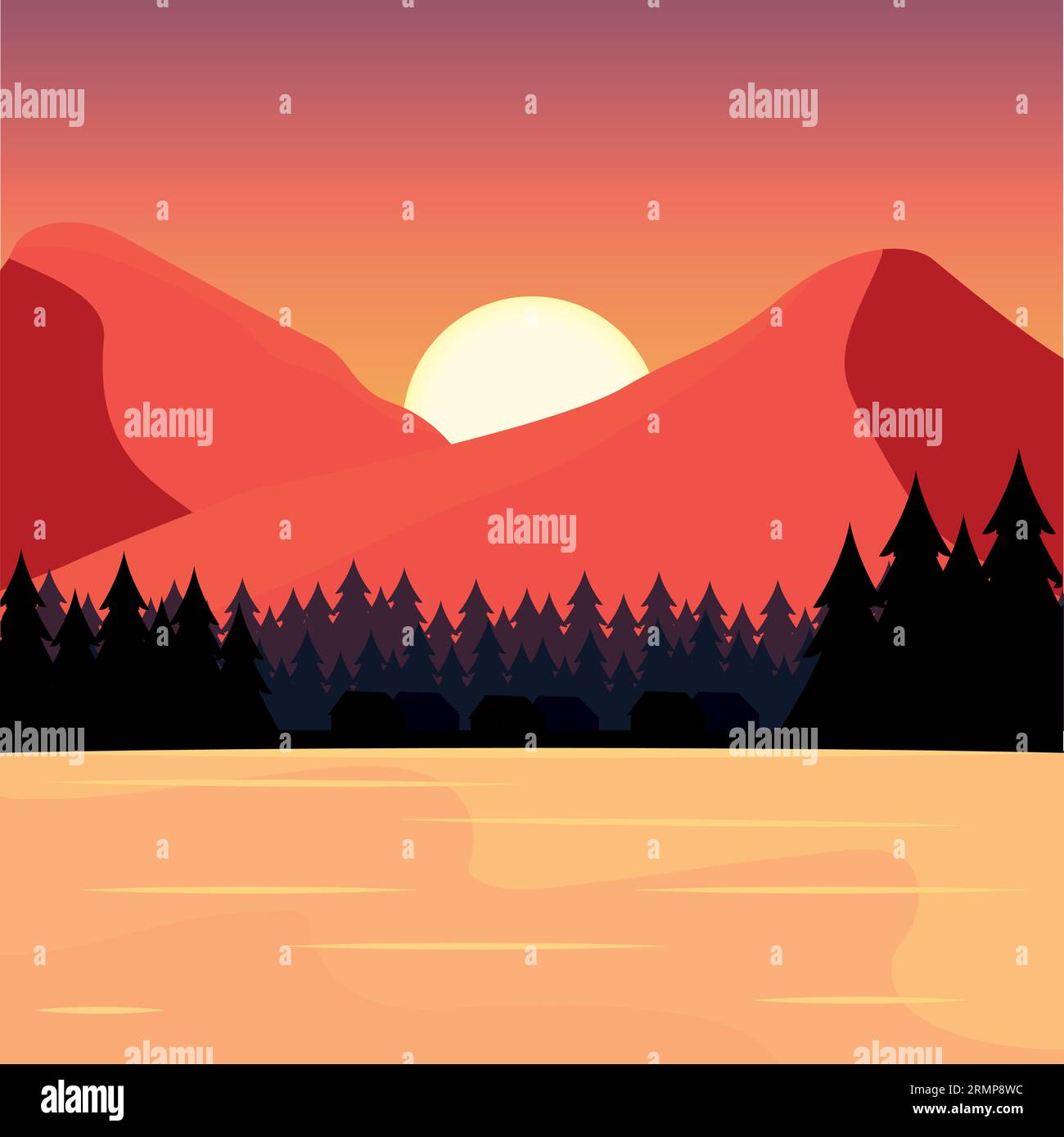 Colored natural landscape with trees Vector Stock Vector Image & Art ...