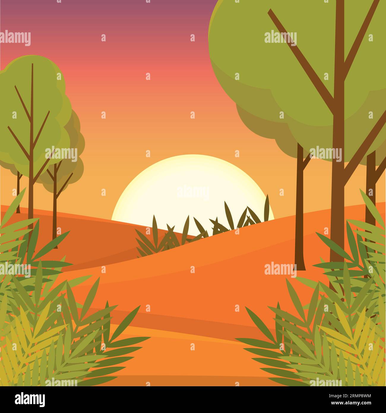 Colored natural landscape with trees Vector Stock Vector Image & Art ...