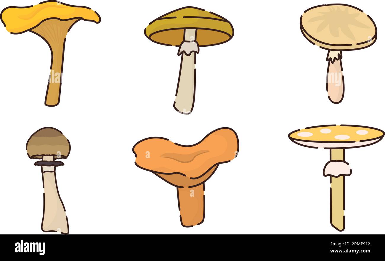 Sert of different colored mushroom icons Vector Stock Vector Image ...
