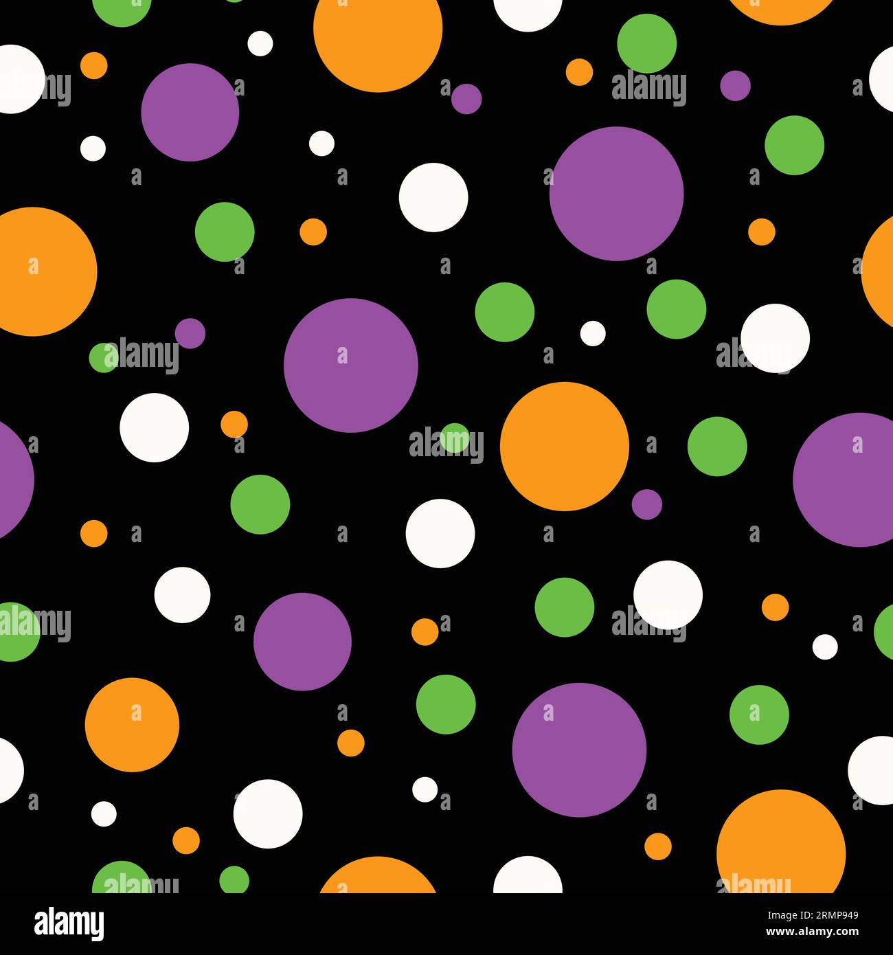 Seamless vector pattern with orange, green, purple colored polka dots ...