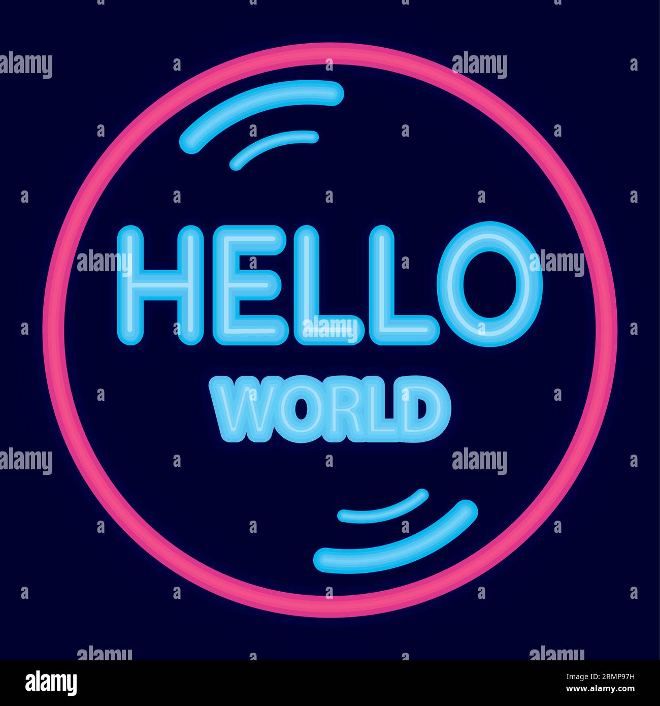 Colored hello world neon poster Vector Stock Vector Image & Art - Alamy