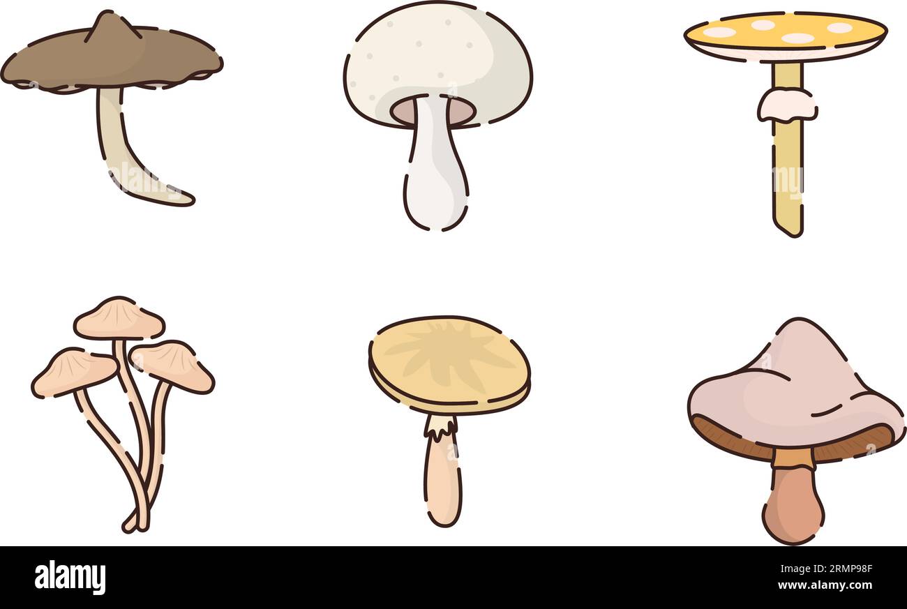 Sert of different colored mushroom icons Vector Stock Vector Image ...