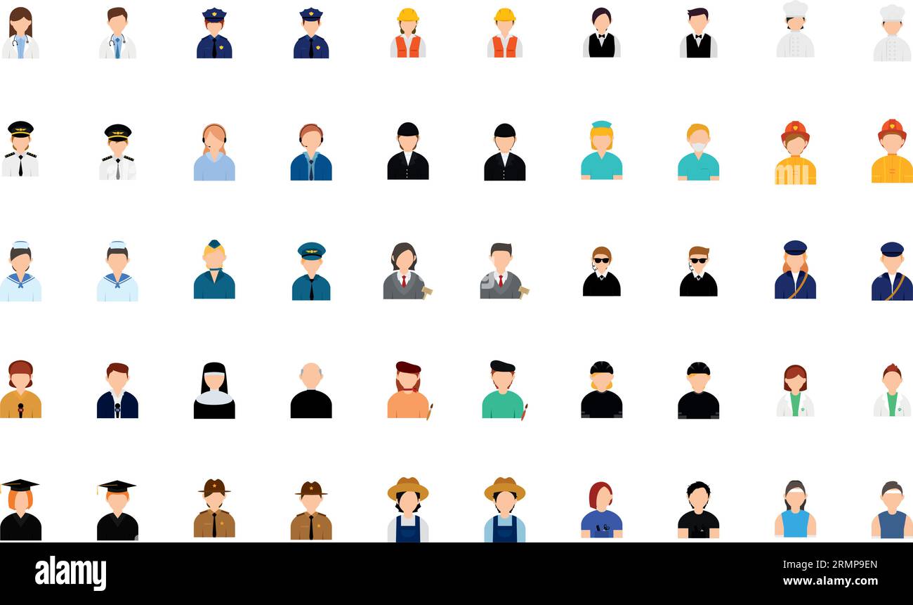 Set of abstract characters with different professions Vector Stock ...