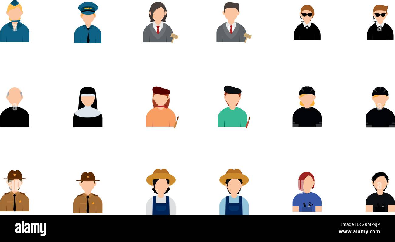 Set of abstract characters with different professions Vector Stock ...