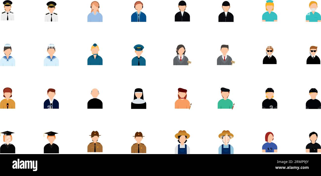 Set of abstract characters with different professions Vector Stock ...