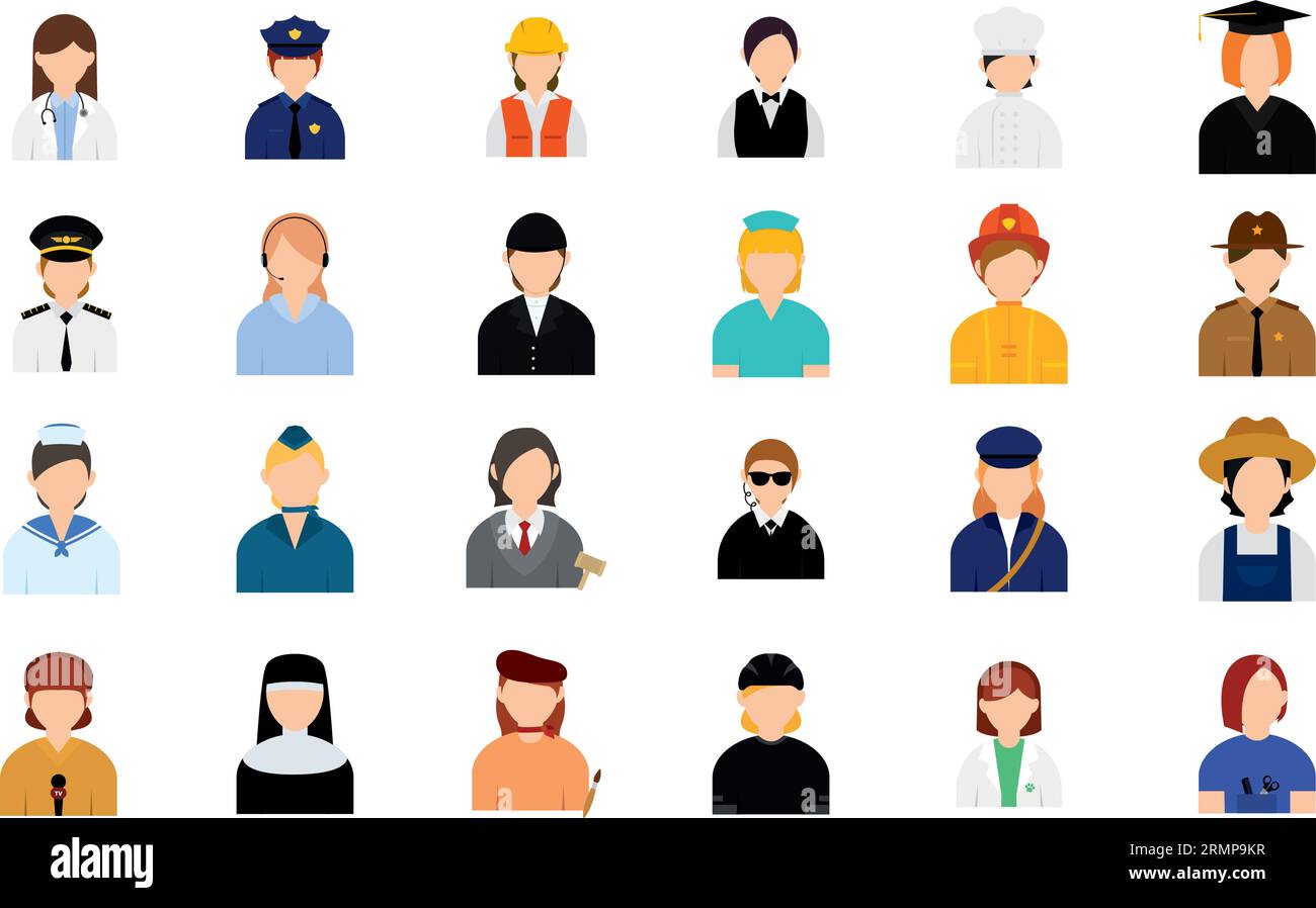 Set of abstract characters with different professions Vector Stock ...