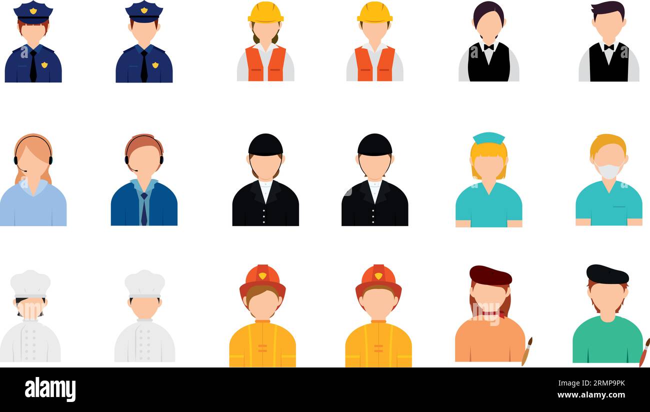 Set of abstract characters with different professions Vector Stock ...