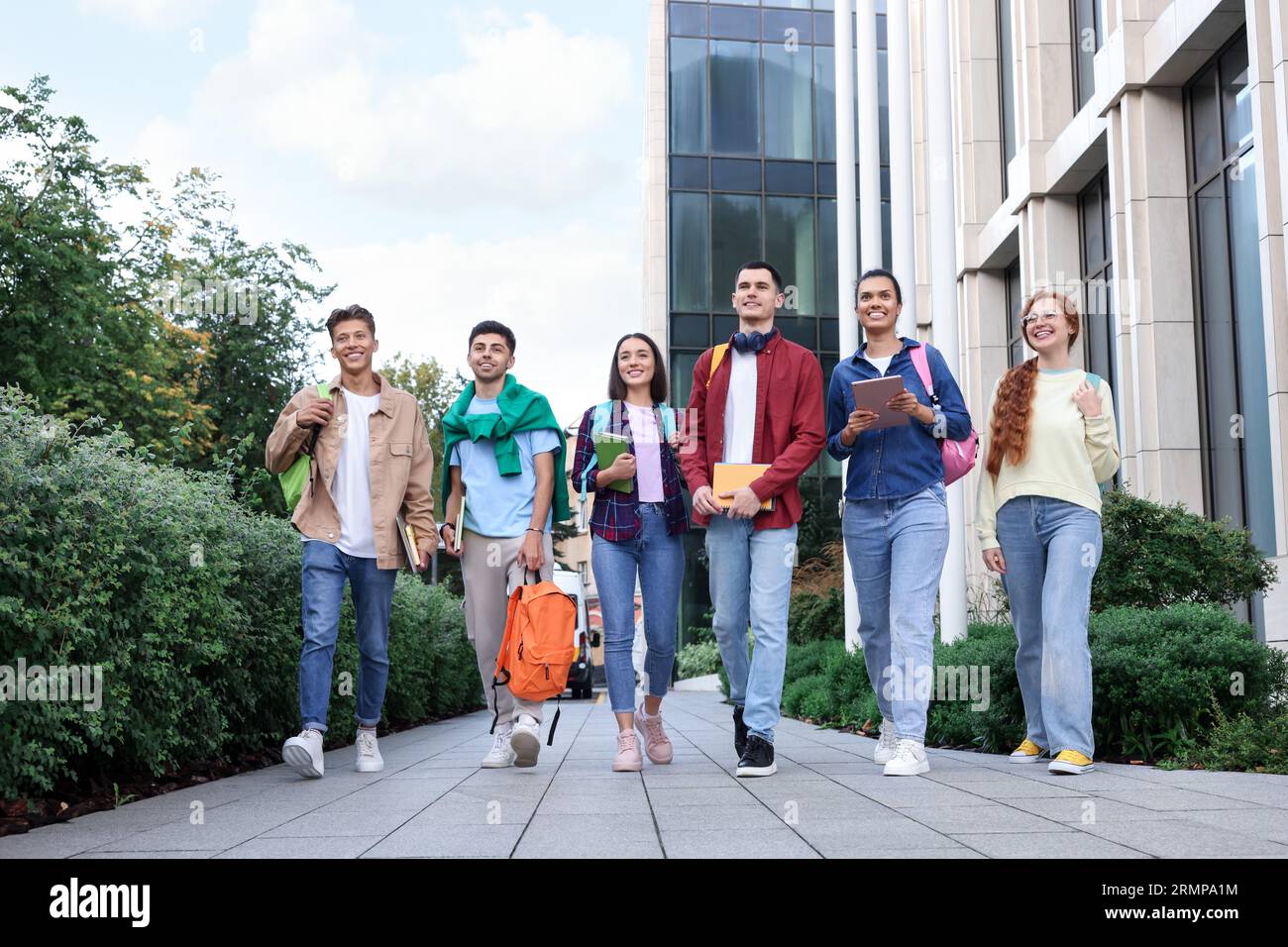 Low angle view multiracial group hi-res stock photography and images ...