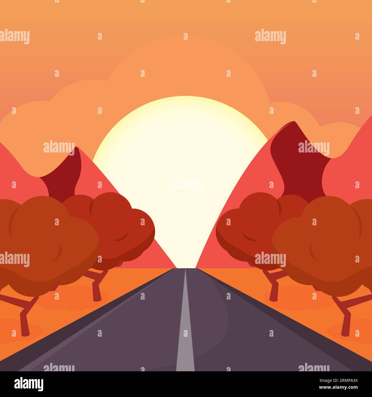 Colored natural landscape with trees Vector Stock Vector Image & Art ...