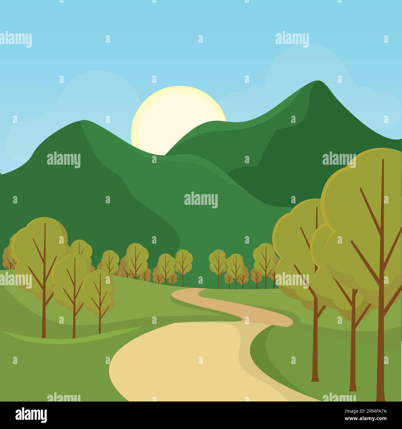 Colored natural landscape with trees Vector Stock Vector Image & Art ...