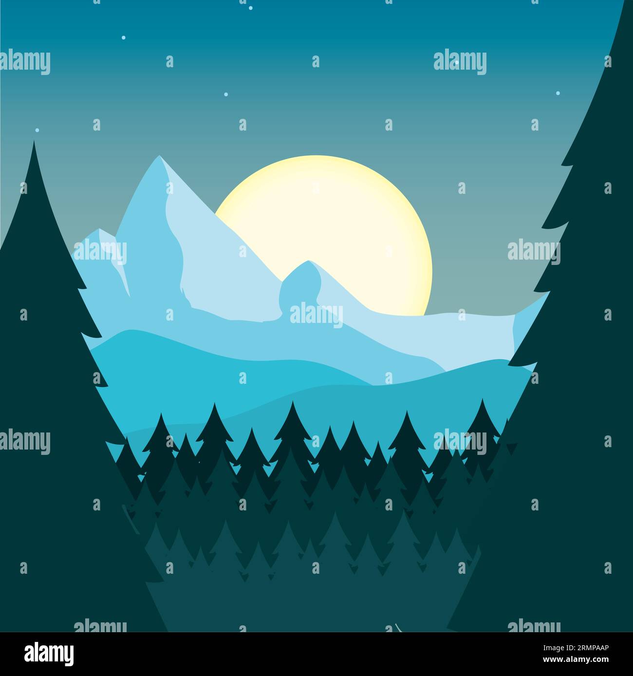 Colored natural landscape with trees Vector Stock Vector Image & Art ...